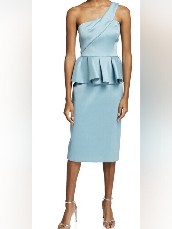 Aidan Mattox | Dresses | Aidan Mattox Light Blue Oneshoulder Peplum ...